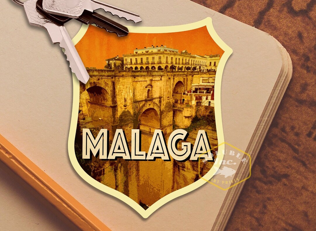 Malaga Spain Travel Sticker: Vintage-style Luggage Decal - Etsy
