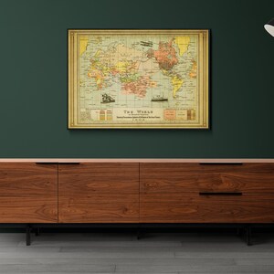 Vintage World Map 1908 Digital Download Wall Art Print - Etsy