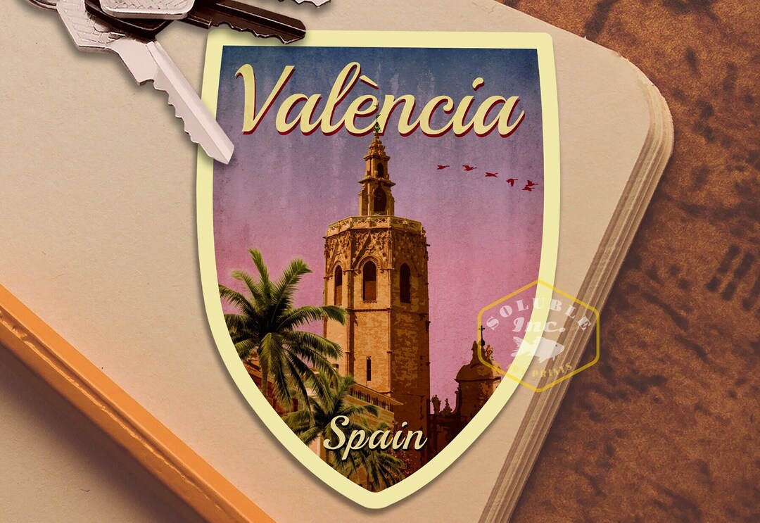 Valencia Spain Travel Sticker: Vintage Suitcase Decal - Etsy