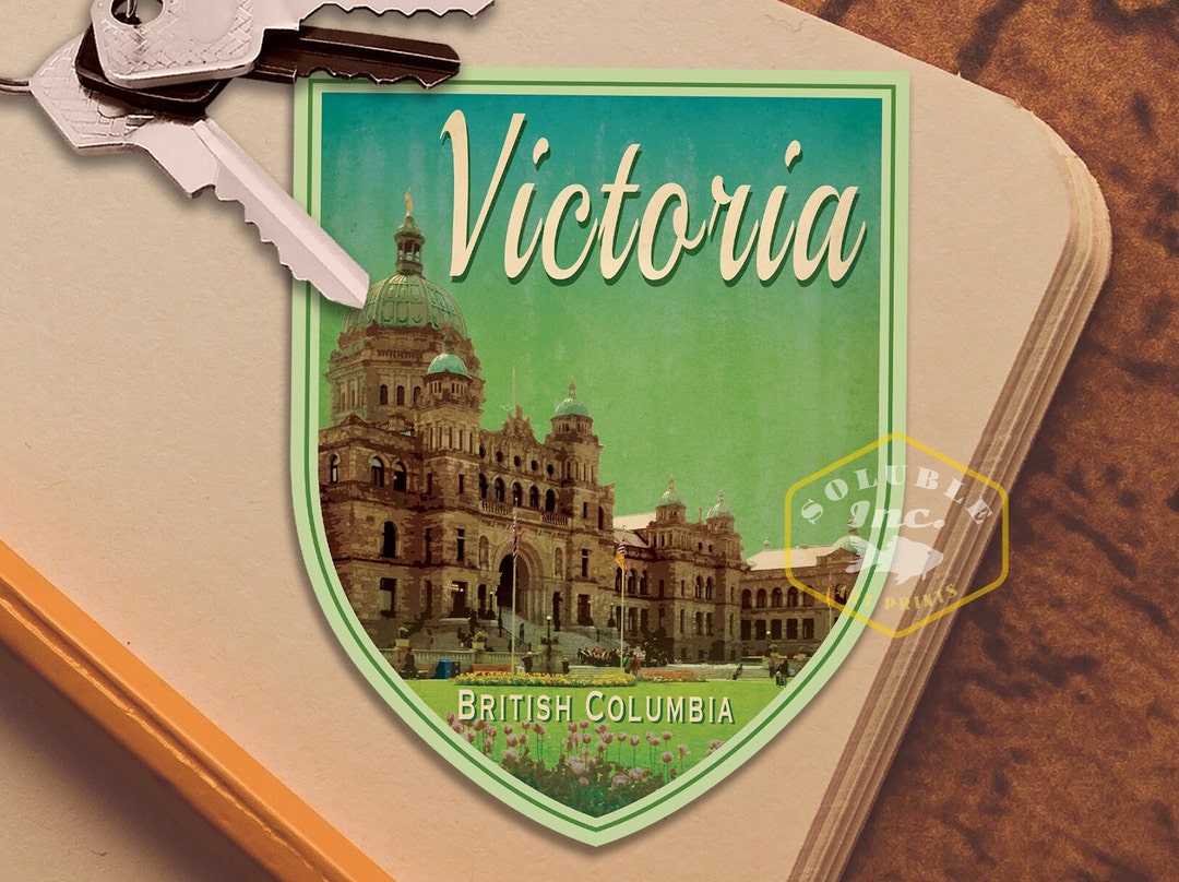 Victoria British Columbia Travel Sticker, Vintage Style Decal for ...