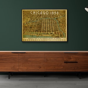 Chicago Vintage Map, Digital Download, Vintage Poster, Chicago Art ...