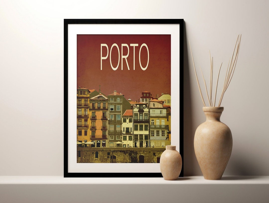 Porto Art Print Vintage Travel Poster Minimalist Wall Art - Etsy.de
