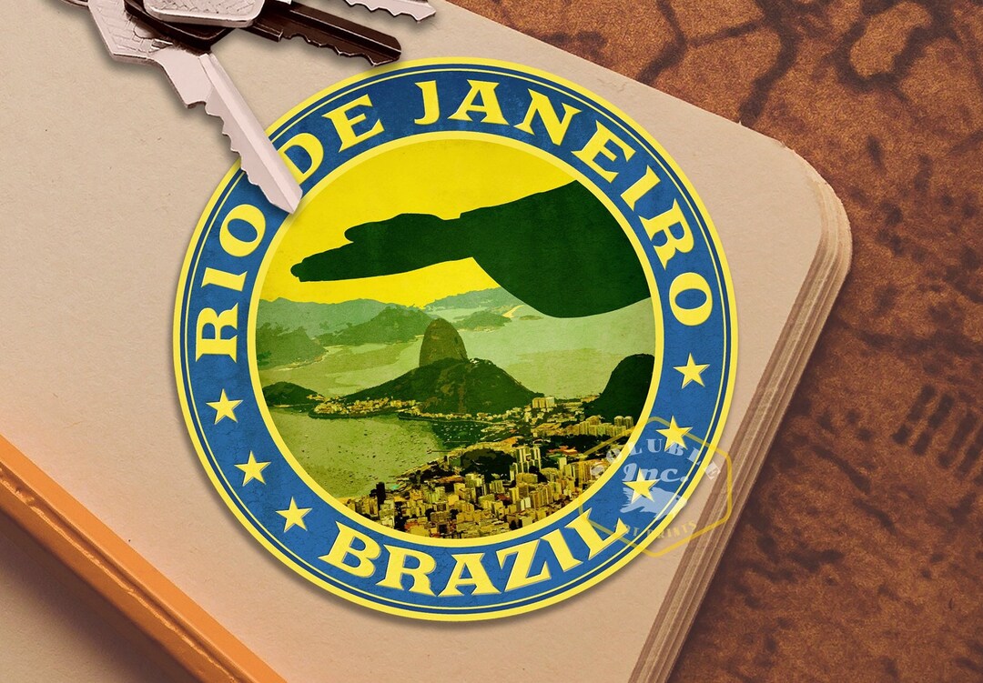 Rio De Janeiro Brazil Travel Sticker, Vintage Style Decal for Suitcase ...
