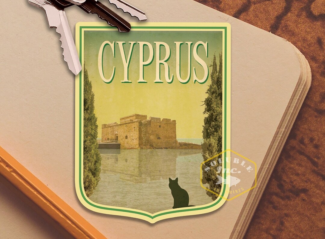 Cyprus Travel Sticker, Vintage Style Decal for Suitcase, Luggage ...