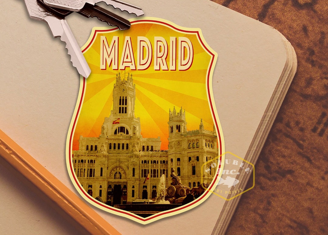 Madrid Spain Travel Sticker, Vintage Style Decal for Suitcase, Luggage ...
