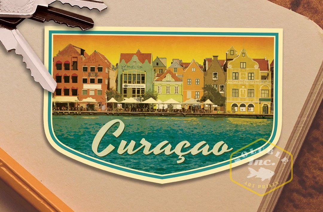 Curacao Travel Sticker, Vintage Style Decal for Suitcase, Luggage ...