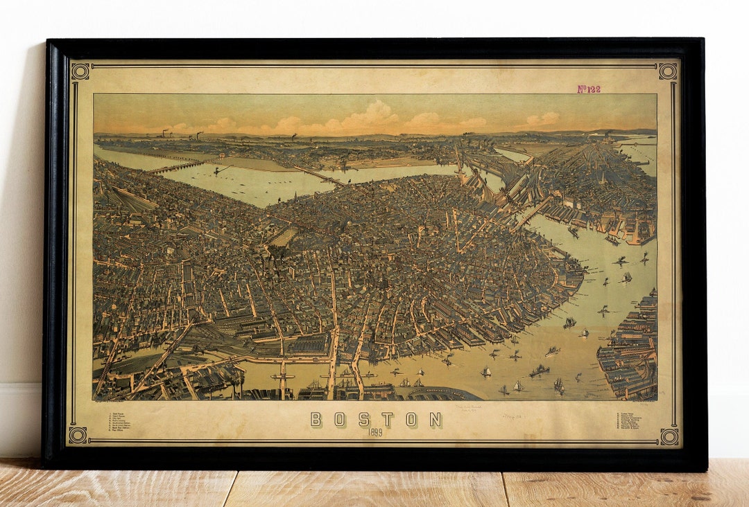 2. antique Boston 1899 Art Print Classic Map Wall Art for Home ...