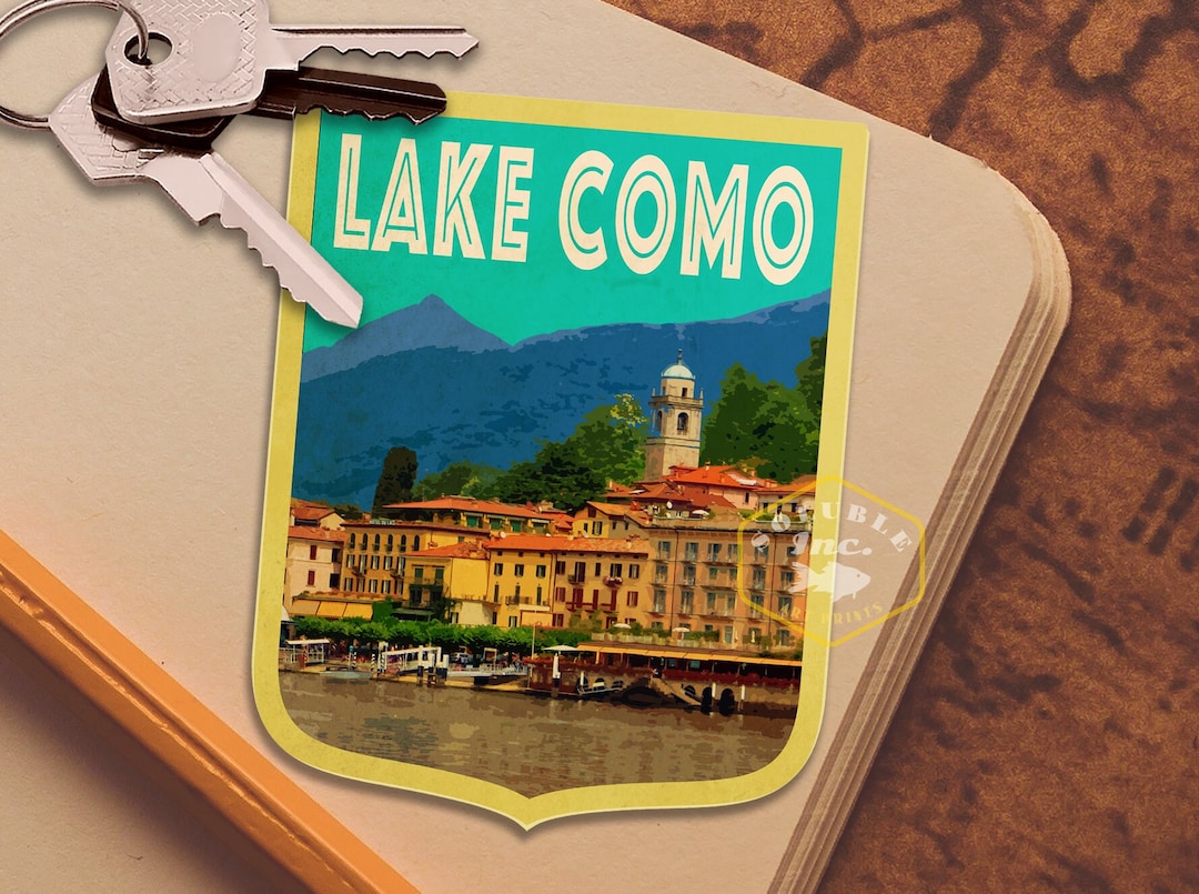 Lake Como Italy Travel Sticker, Vintage Style Decal for Suitcase ...