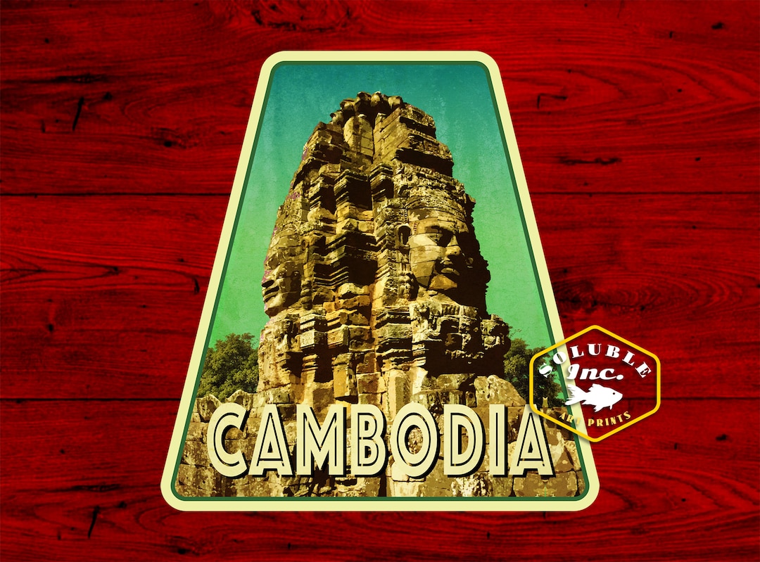 Cambodia Travel Sticker Vintage Style Decal for Suitcase - Etsy