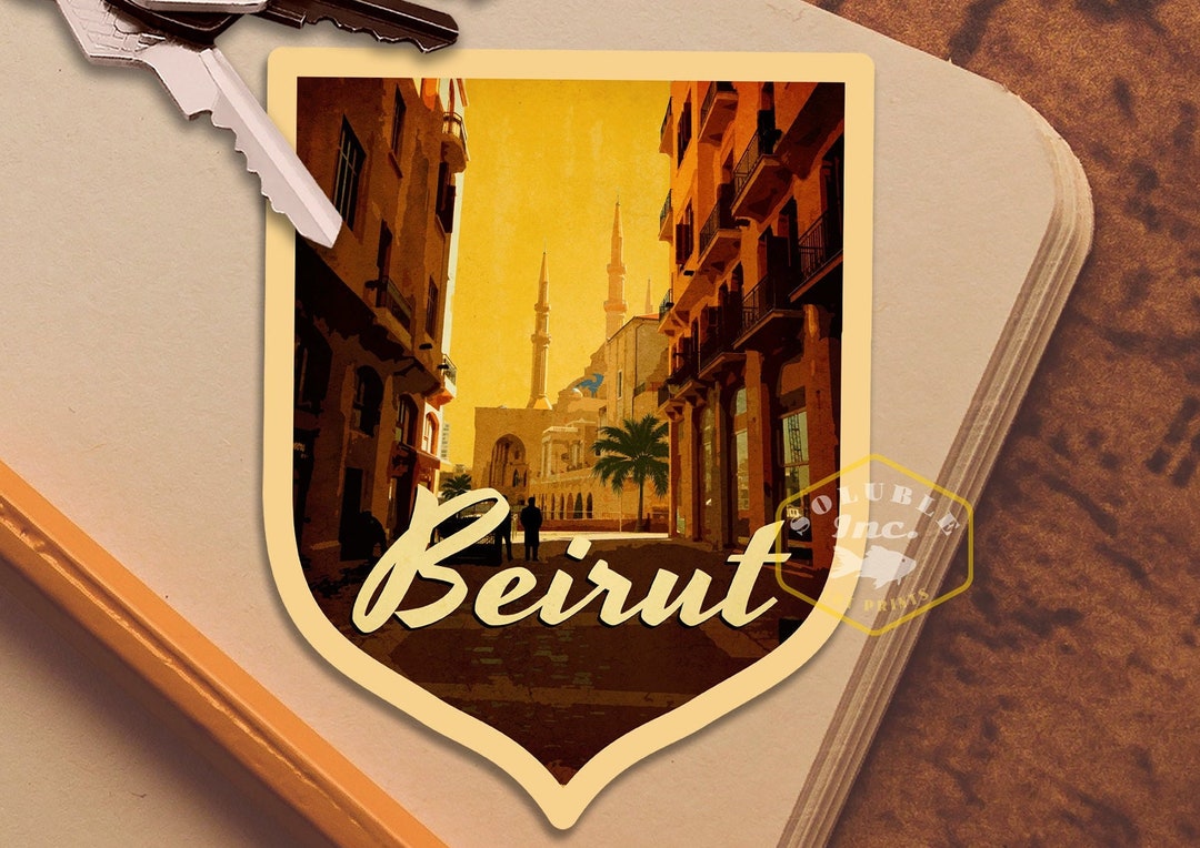 Beirut Lebanon Travel Sticker, Vintage Style Decal for Suitcase ...
