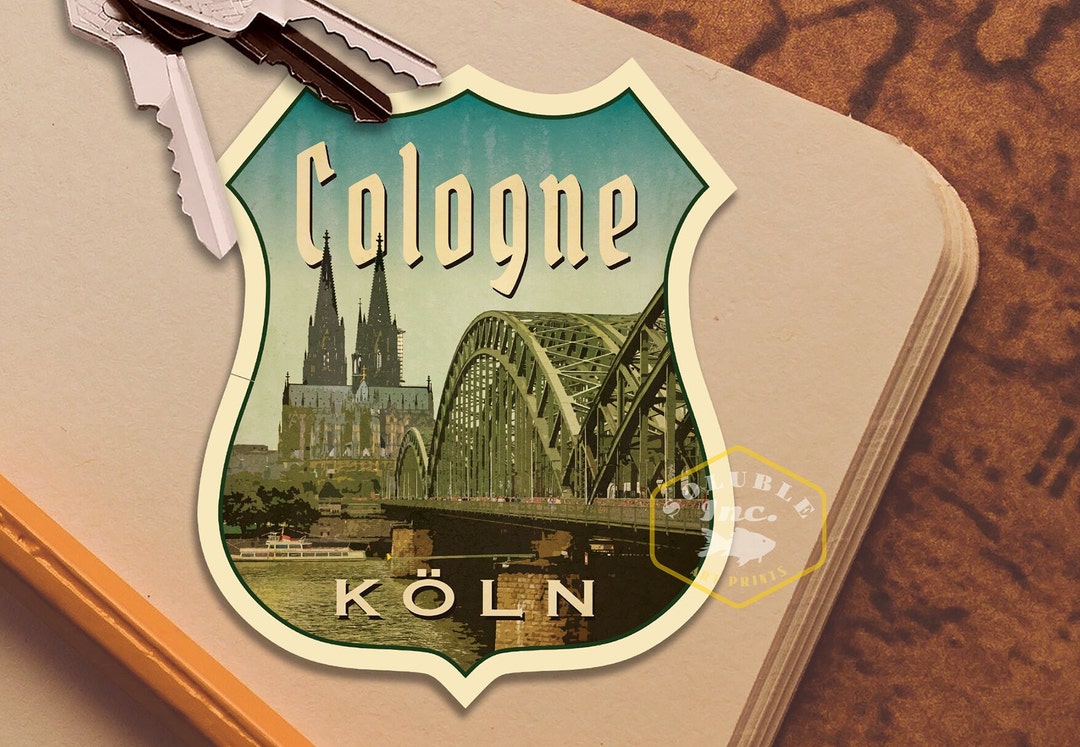 Cologne Germany Travel Sticker, Vintage Style Decal for Suitcase ...