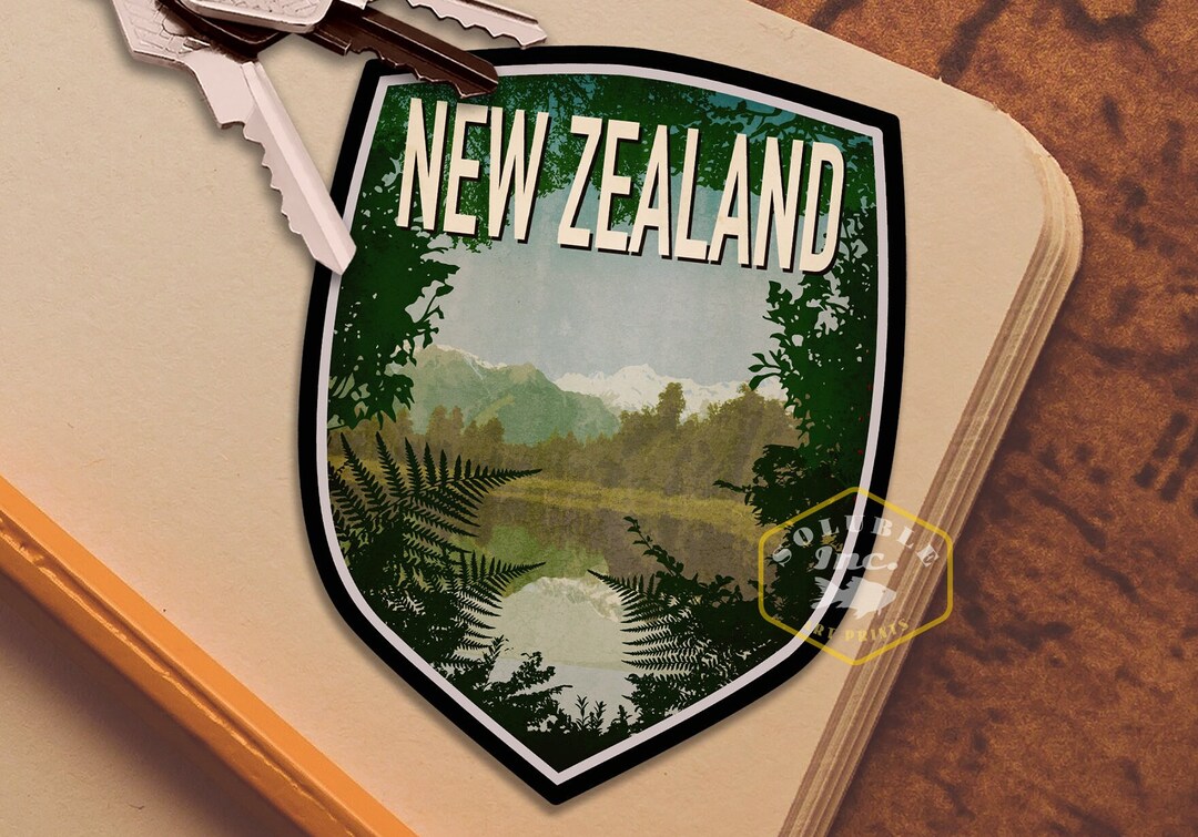 New Zealand Travel Sticker, Vintage Style Decal for Suitcase, Luggage ...