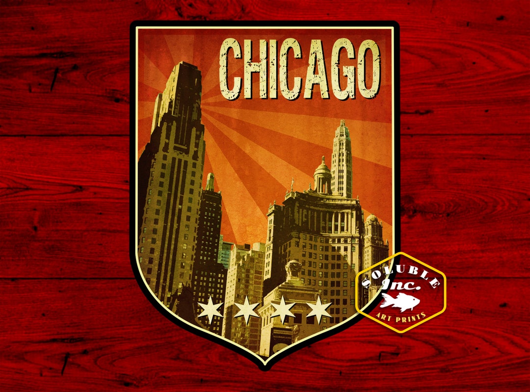 Chicago Travel Sticker Vintage Style Decal for Suitcase - Etsy