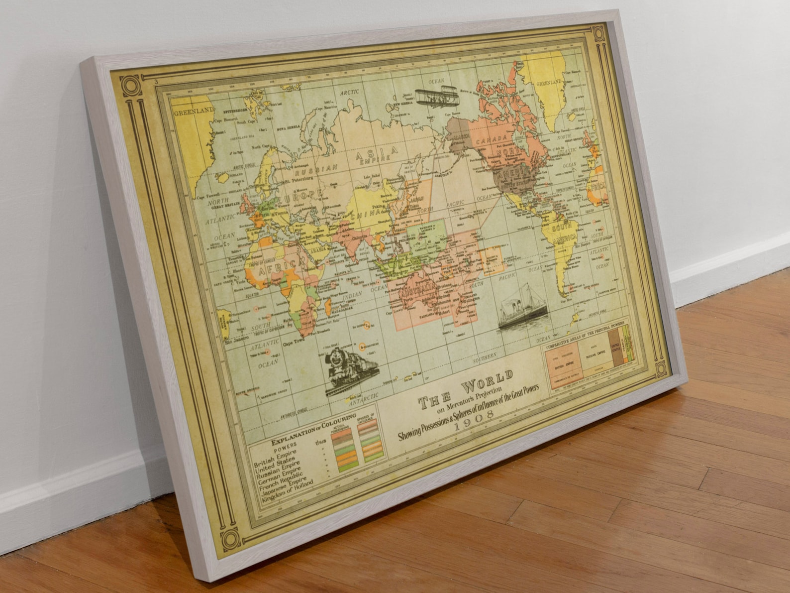 Vintage World Map 1908 Wall Art Print Antique Map Home - Etsy