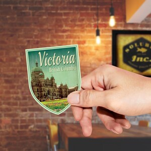 Victoria British Columbia Travel Sticker: Vintage Suitcase Decal - Etsy