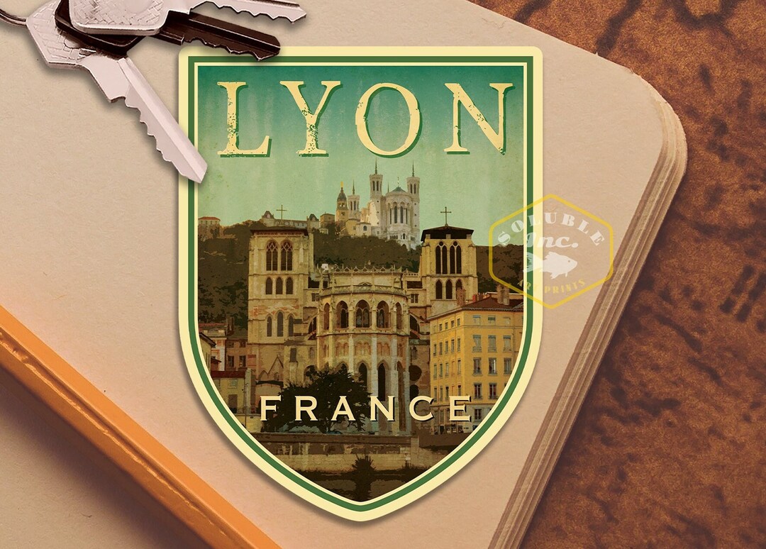 Lyon France Travel Sticker, Vintage-style Travel Gift, Decals for ...
