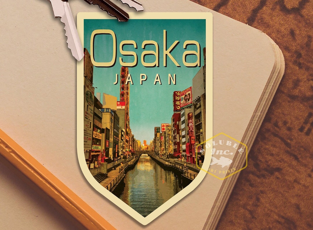 Osaka Japan Travel Sticker, Vintage Style Decal for Suitcase, Luggage ...