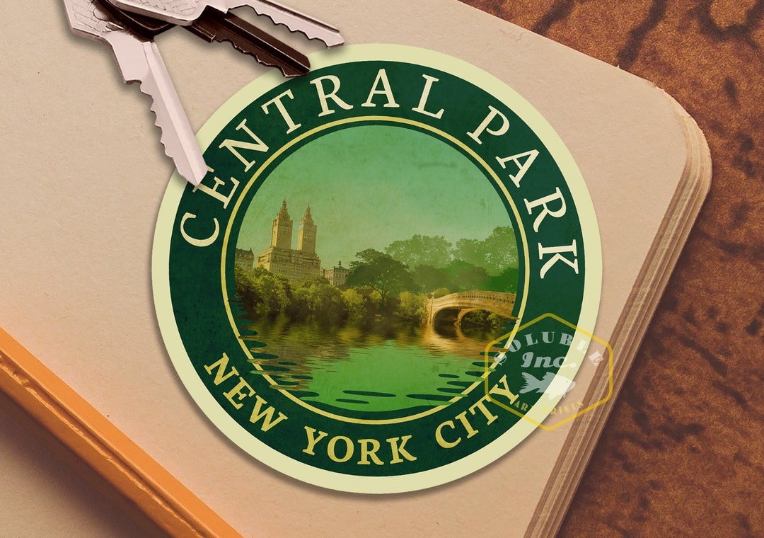 Central Park New York Travel Sticker, Vintage Style Decal for Suitcase ...