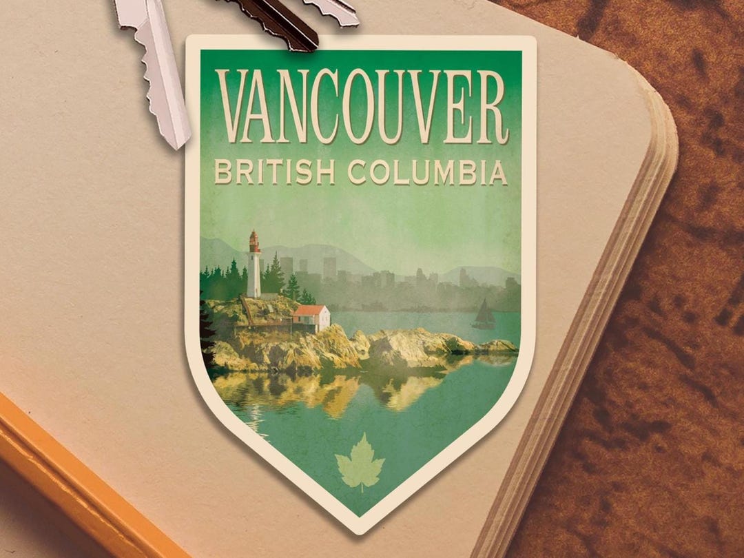 Vancouver Travel Sticker, Vintage Style Decal for Suitcase, Luggage ...