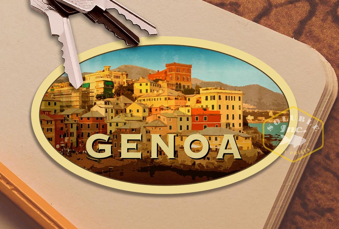 Genoa Italy Travel Sticker: Vintage Suitcase Luggage Decal - Etsy