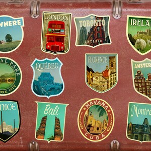 Personalizable Travel Stickers Pack, Vintage-style Travel Gift, Decals ...