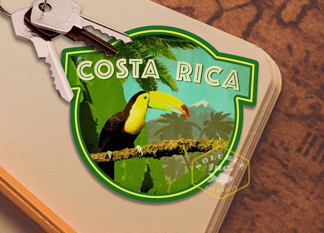 Costa Rica Travel Sticker, Vintage Style Decal for Suitcase, Luggage ...