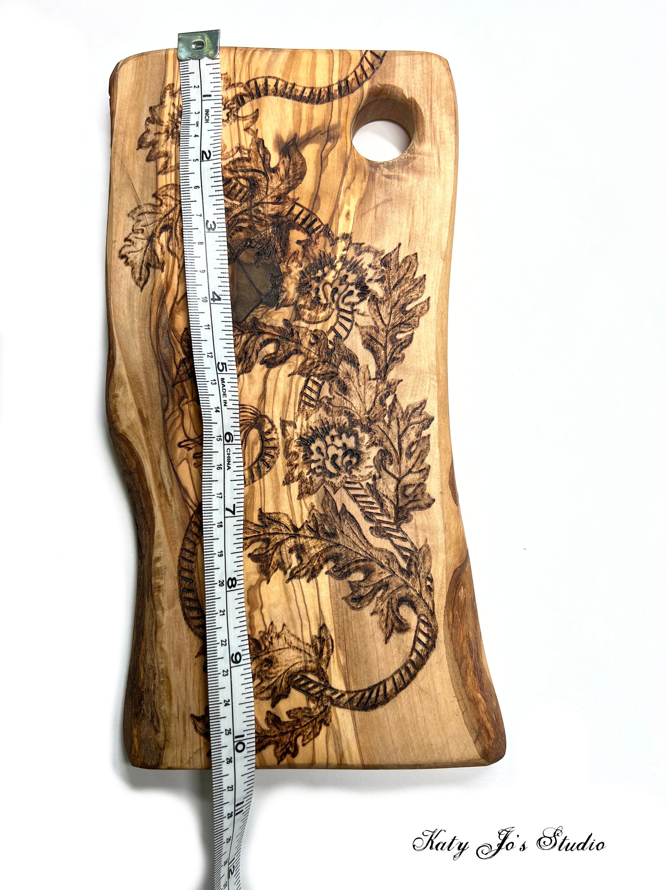 Olive Wood Cutting Board - Pyrography Cutting Board Floral Design - Etsy