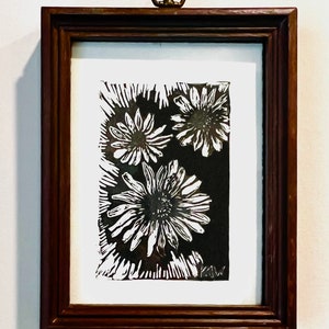Daisy Block Print - Handmade Linocut Print - Etsy