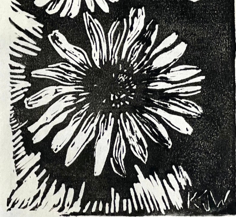 Daisy Block Print - Handmade Linocut Print - Etsy