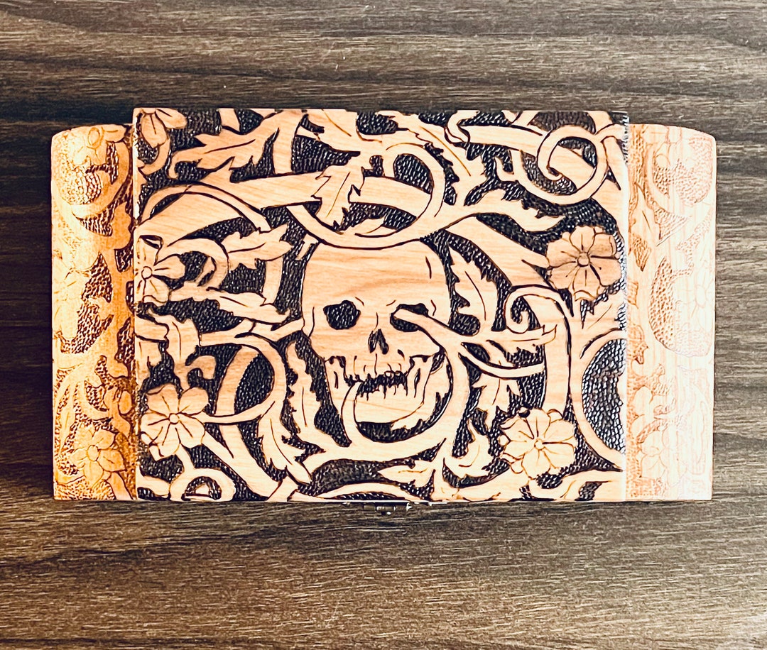 Woodburned Jewelry Box Pyrography Box Art Nouveau Skull Wooden Box - Etsy