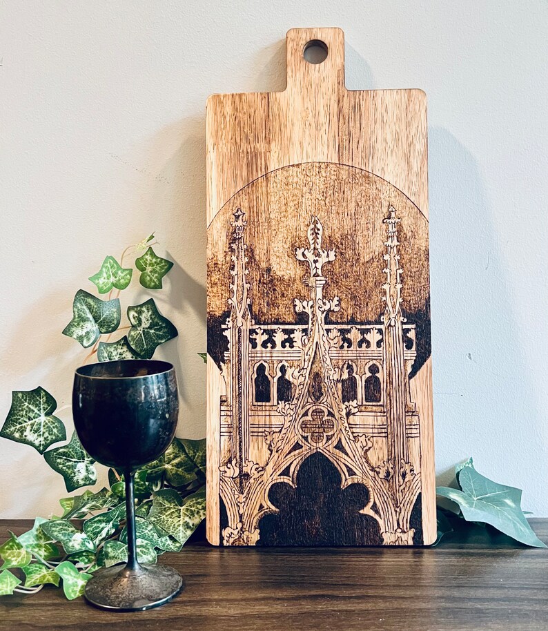 Wooden Cutting Board Gothic Architecture Pyrography Design - Etsy
