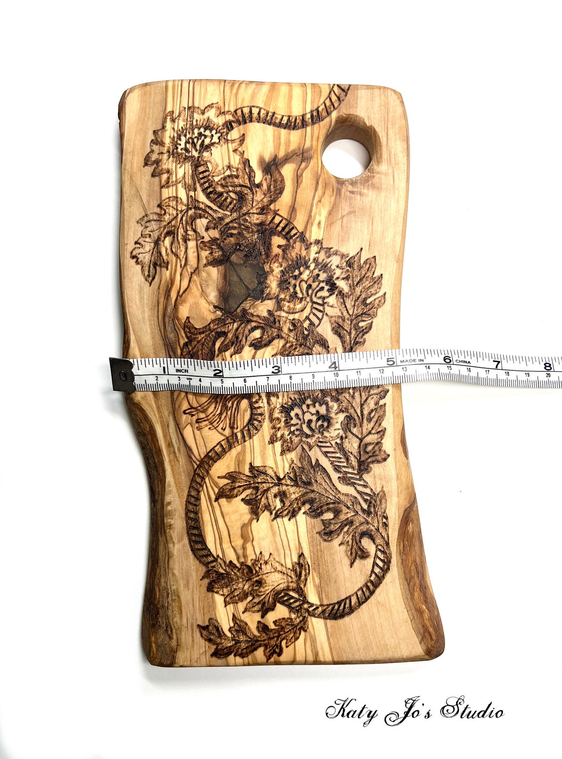 Olive Wood Cutting Board - Pyrography Cutting Board Floral Design - Etsy