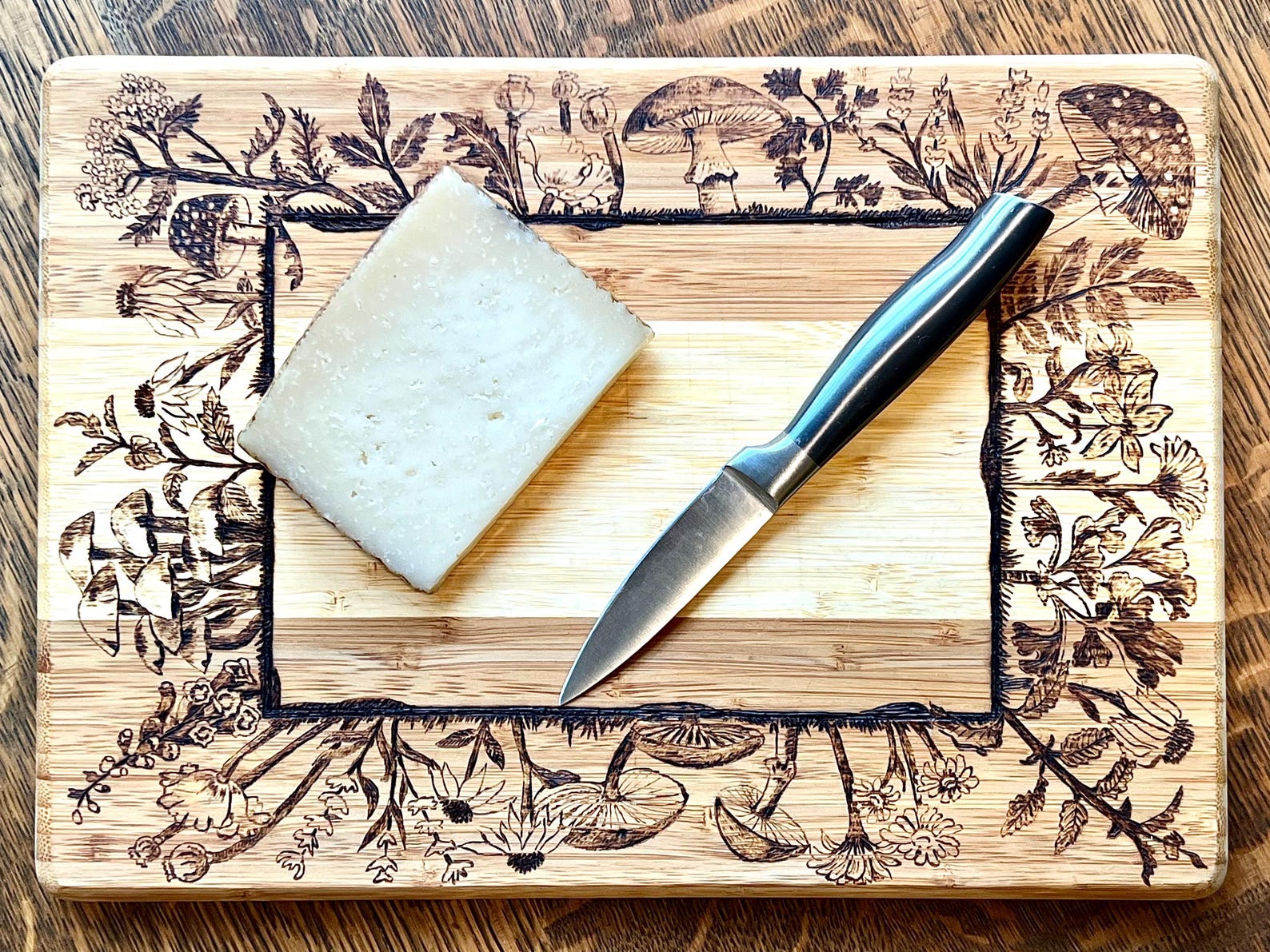 Wood Burned Botanical Cutting Board Pyrography Gifts - Etsy