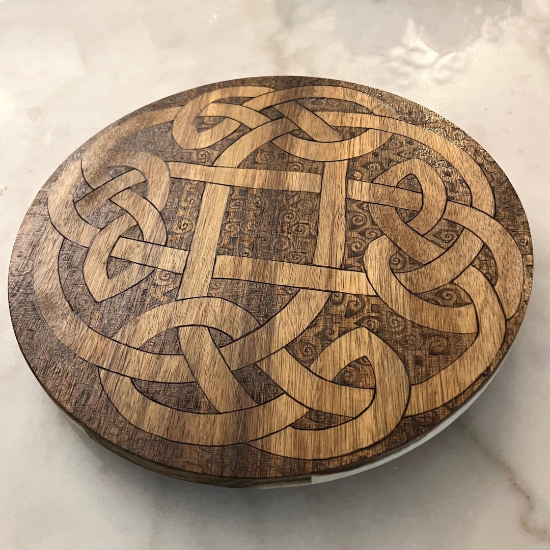 Wooden Lazy Susan - Pyrography Celtic Knot Design - Woodburn Art ...