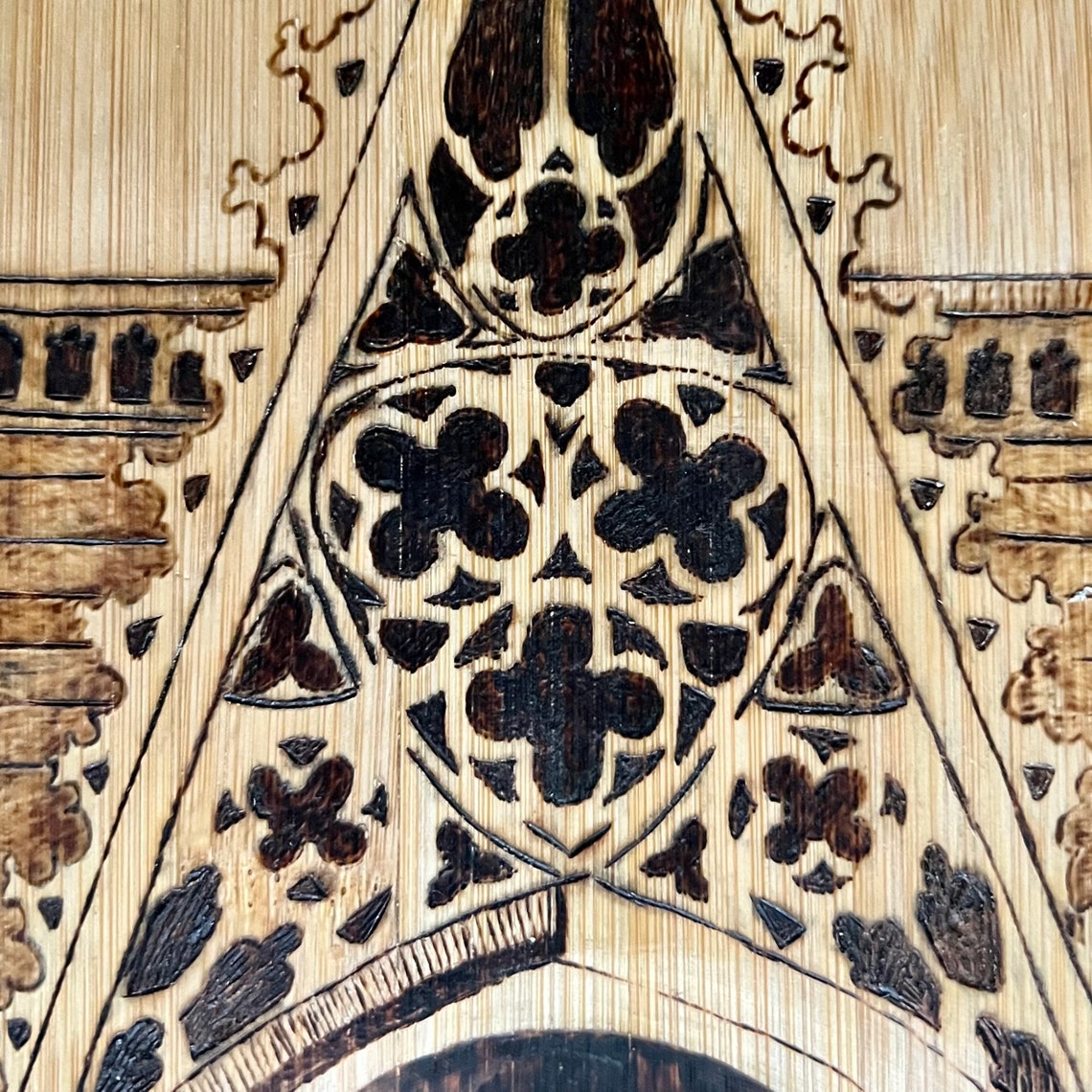 Wooden Cutting Board - Gothic Architecture Pyrography Design - Etsy