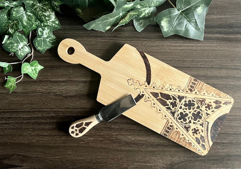 Wooden Cutting Board - Gothic Architecture Pyrography Design - Etsy