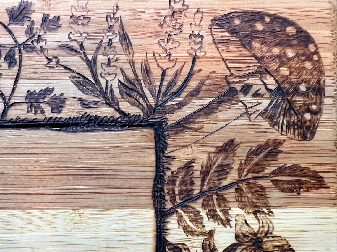 Wood Burned Botanical Cutting Board Pyrography Gifts - Etsy