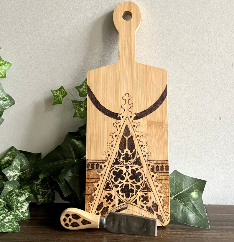 Wooden Cutting Board - Gothic Architecture Pyrography Design - Etsy
