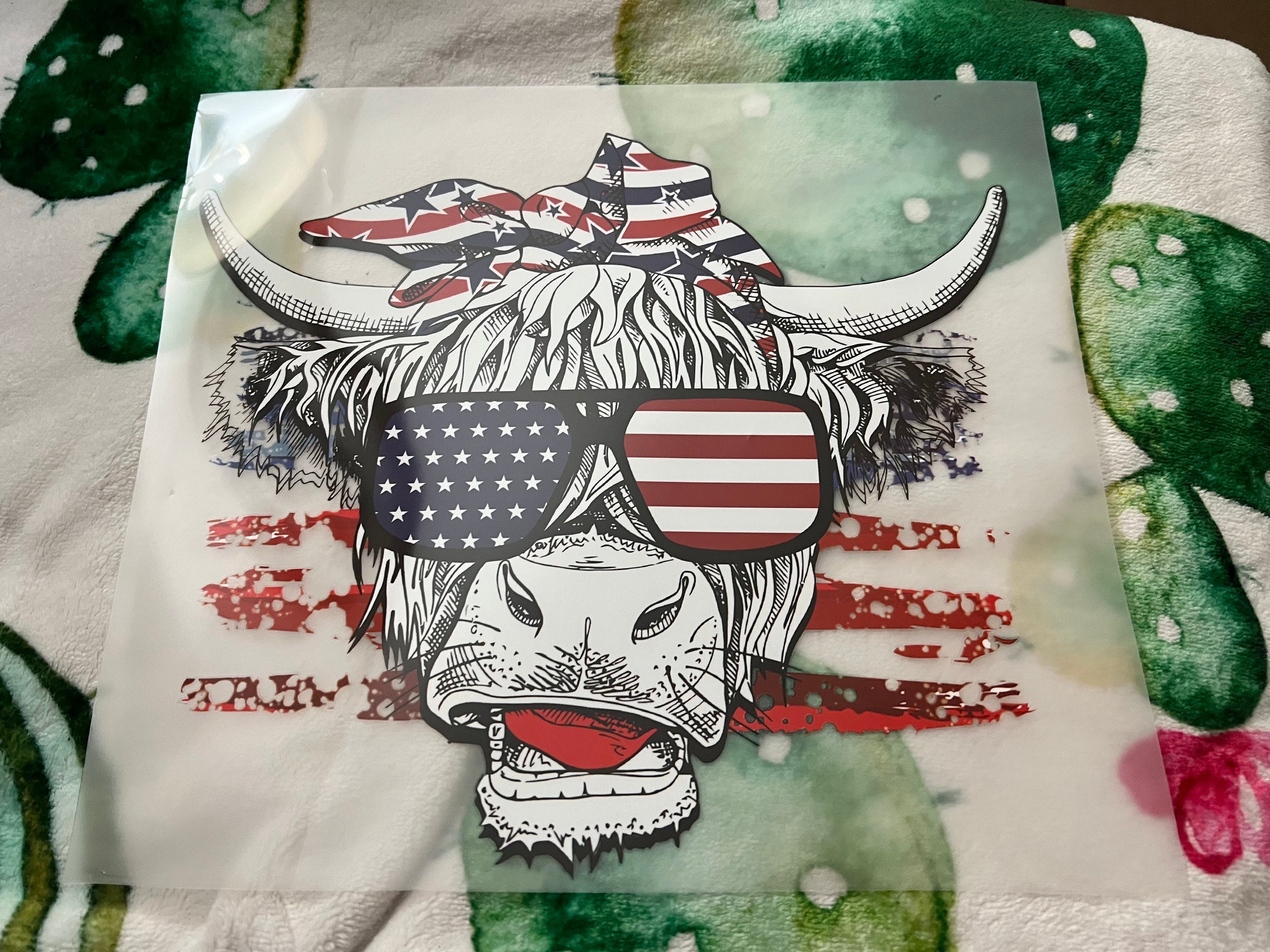 Red White Blue Cow DTF Print - Etsy
