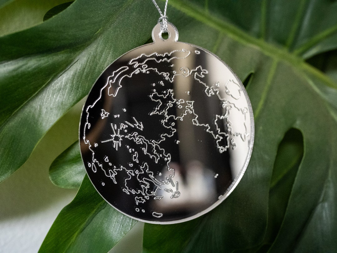 Mirrored Acrylic Moon Face Ornament for the Car or Christmas Tree ...