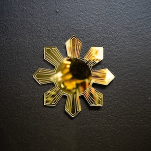 Filipino Sun Mirrored Gold Acrylic Wall Art Radiant Cultural Decor for ...