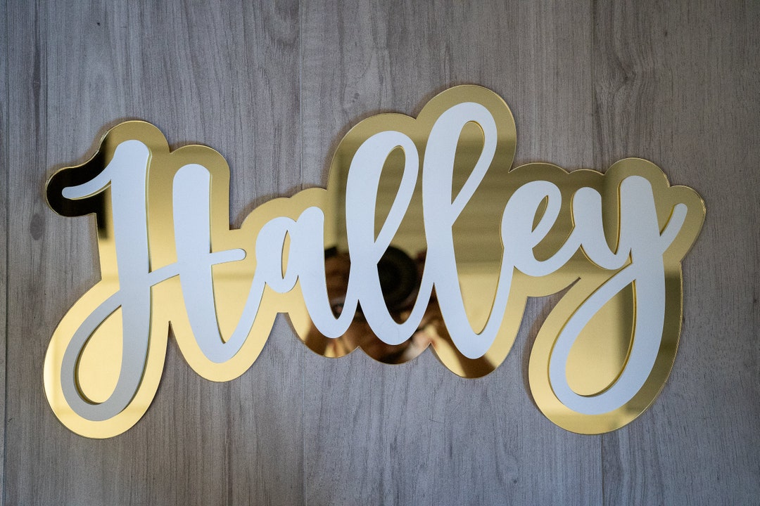 Double Layer Mirrored Acrylic Name Sign, Custom Name Sign, Business ...