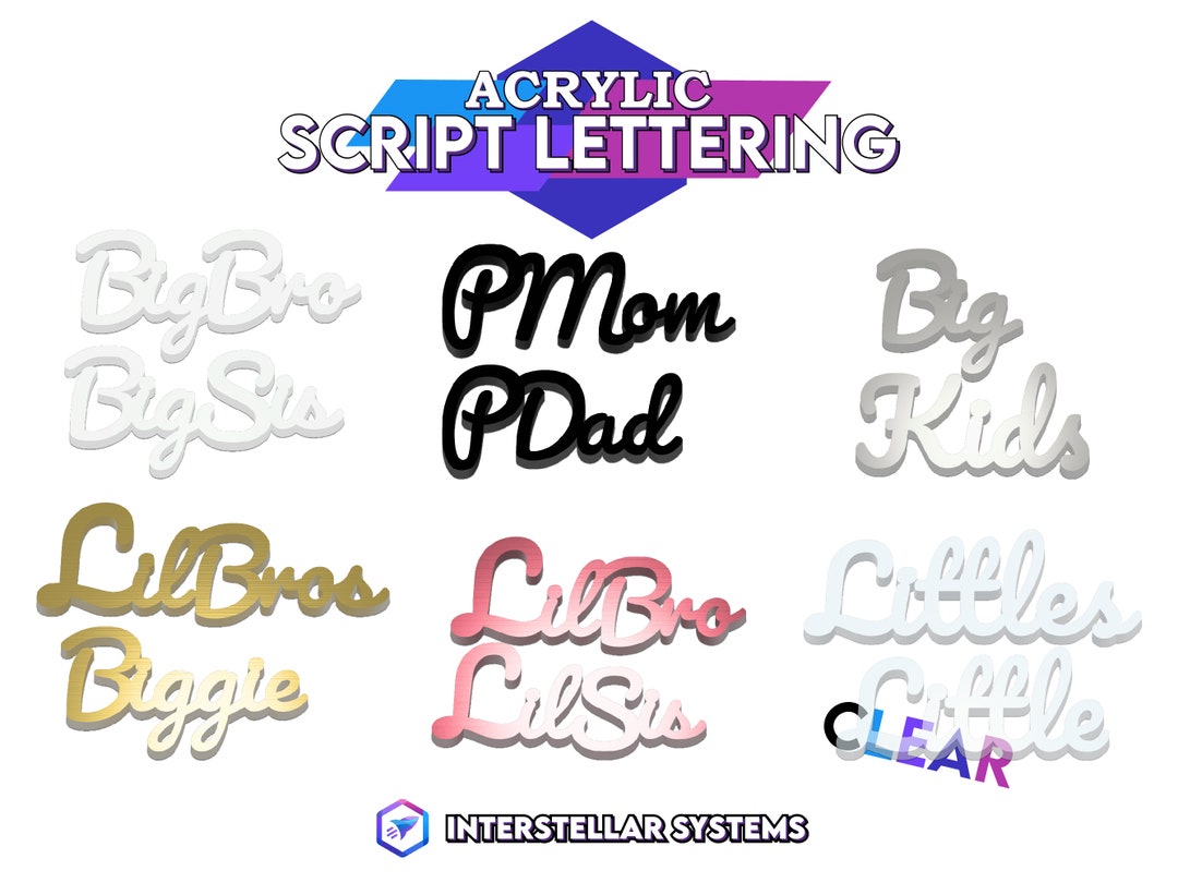 Acrylic Connected Script Words for Greek Fraternity Sorority Craft ...