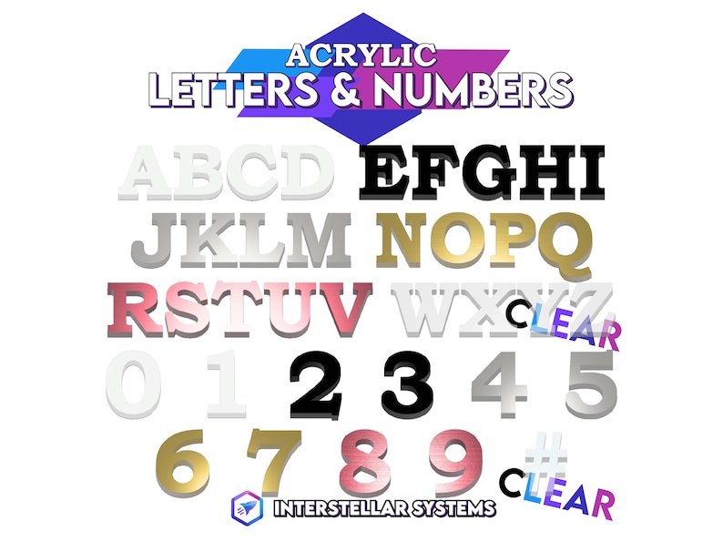 Custom Any Font Numbers and Letters Acrylic for Arts Crafts Street ...