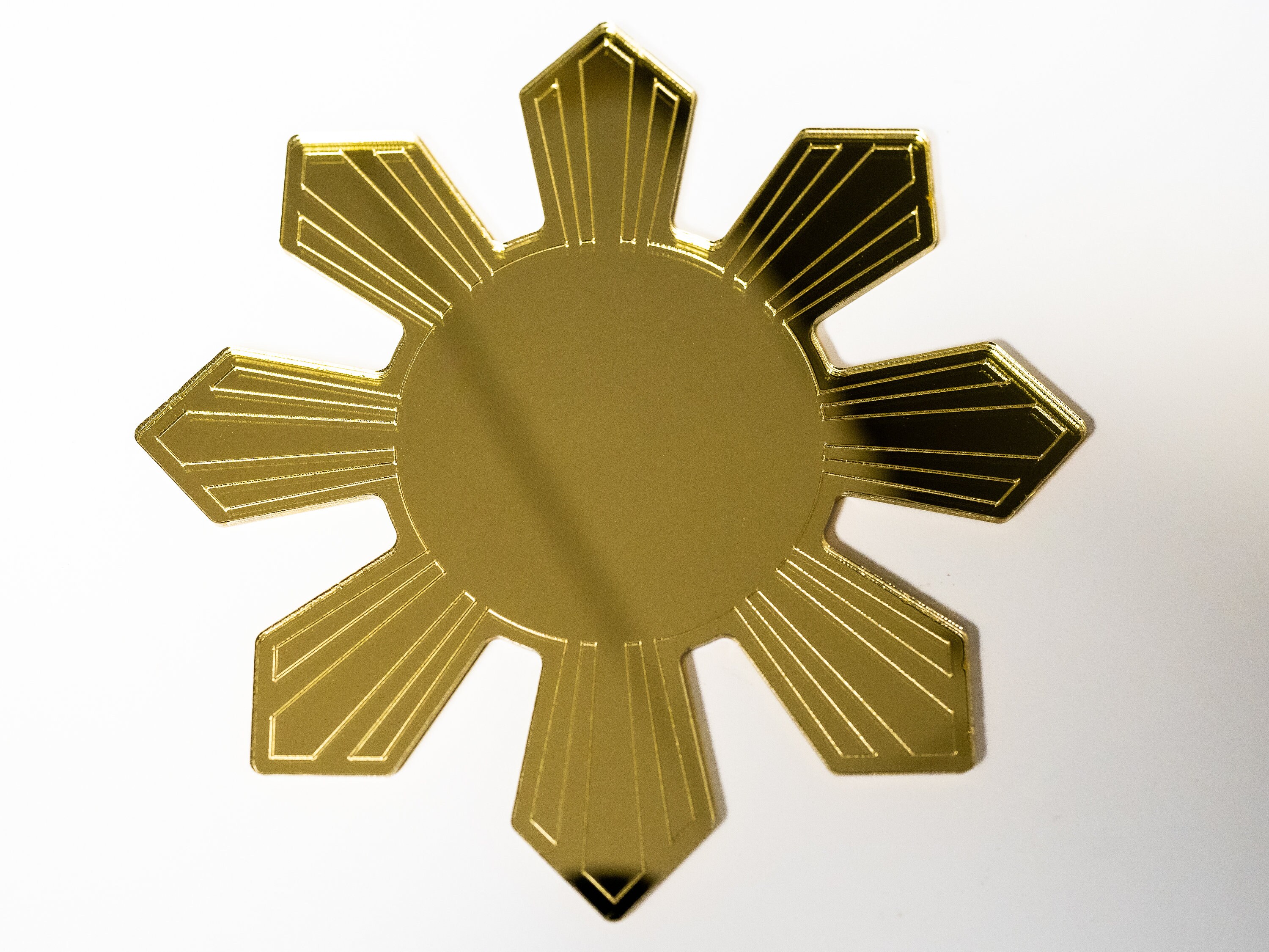Filipino Sun Mirrored Gold Araw Acrylic Wall Art - Radiant Cultural ...