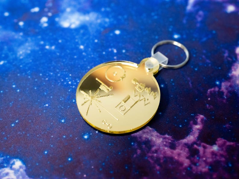 Voyager Golden Record Themed Keychain Bag Charm Decoration | Science ...