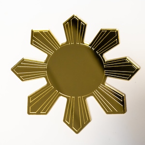 Filipino Sun Mirrored Gold Acrylic Wall Art Radiant Cultural Decor for ...