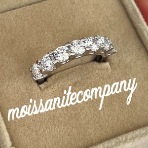 Silver Eternity Band Ring Seven Stone Moissanite Eternity Band Accent ...
