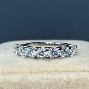Silver Eternity Band Ring Seven Stone Moissanite Eternity Band Accent ...