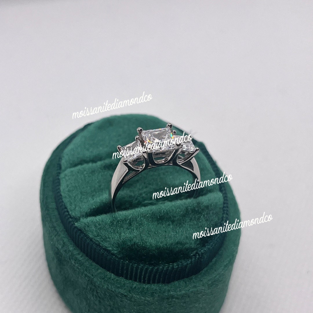 Princess Cut Promise Ring 3-stone 2 Ctw White Topaz Anniversary Ring ...